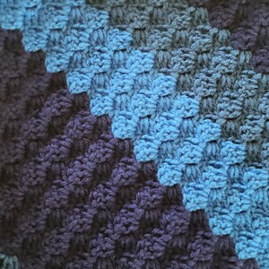 Diagonal Striped Crochet Blanket | Afghan Blanket | Crochet Bedding ...