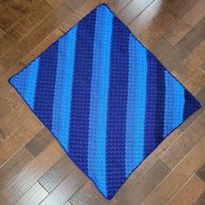 Diagonal Striped Crochet Blanket | Afghan Blanket | Crochet Bedding ...