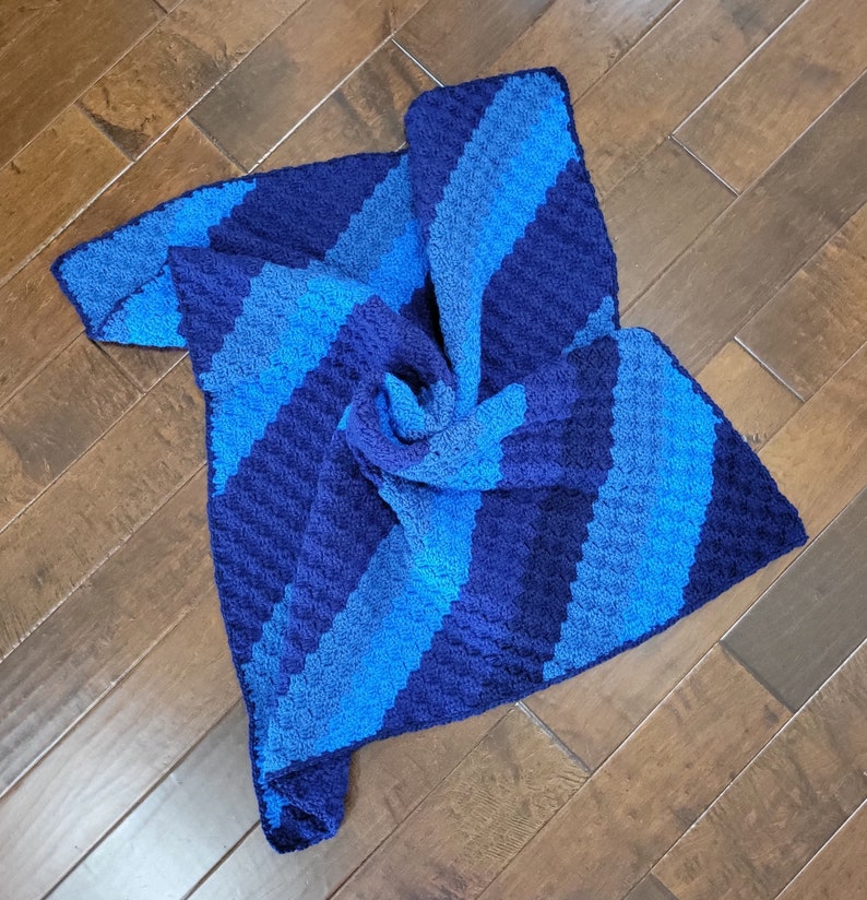 Diagonal Striped Crochet Blanket | Afghan Blanket | Crochet Bedding ...