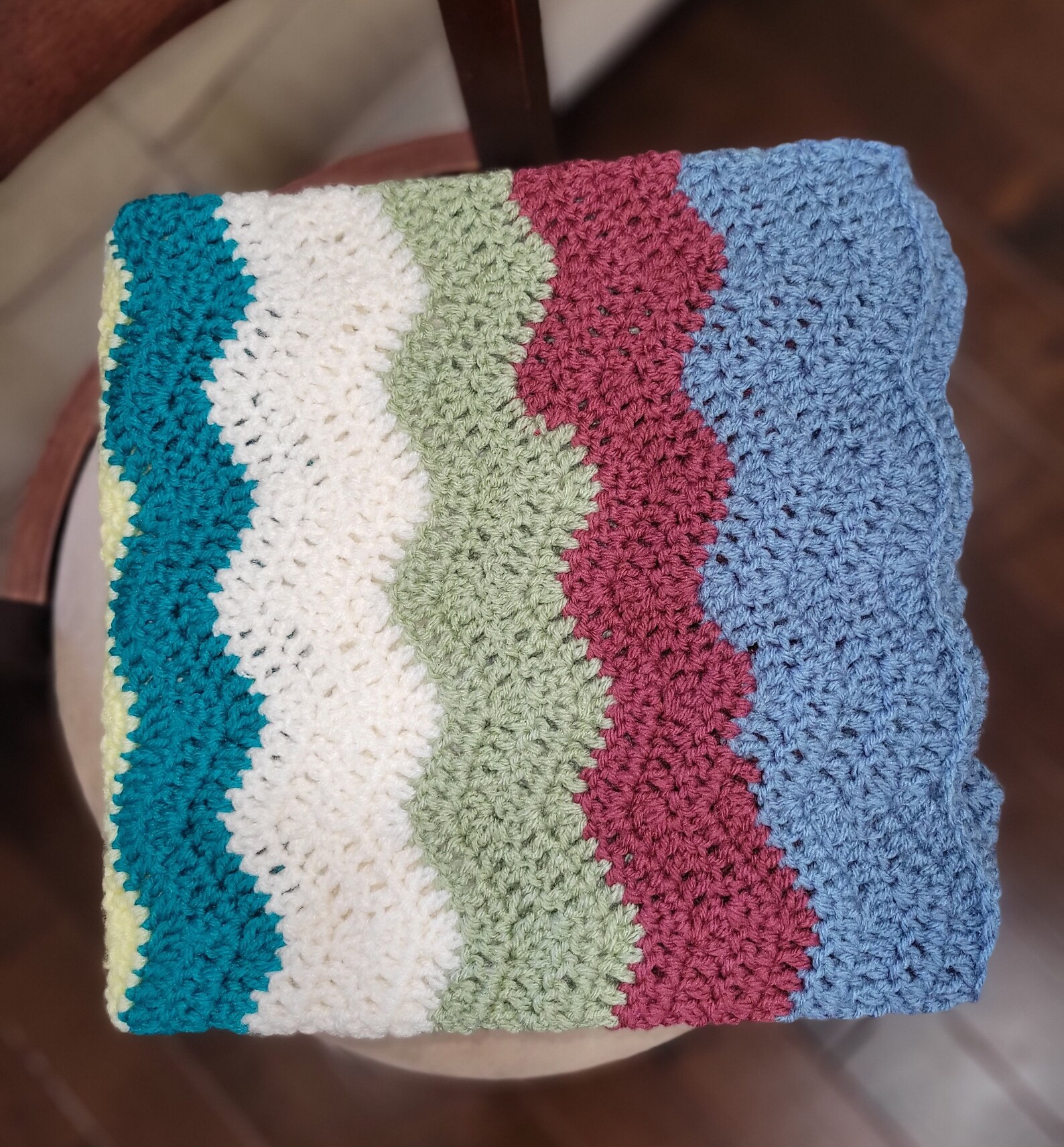 Multicolored Crochet Afghan | Striped Blanket | Handmade Bedding ...