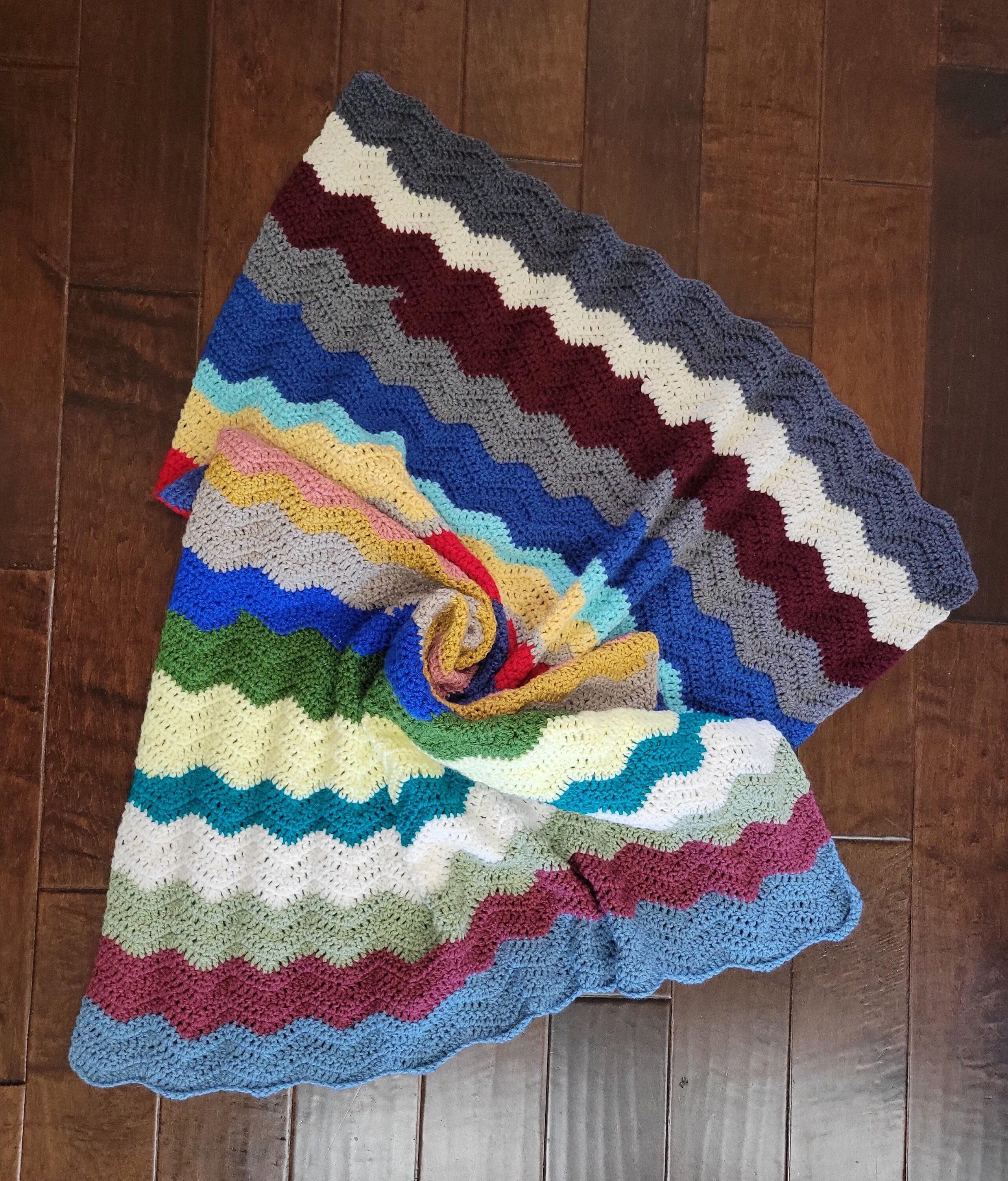Multicolored Crochet Afghan | Striped Blanket | Handmade Bedding ...