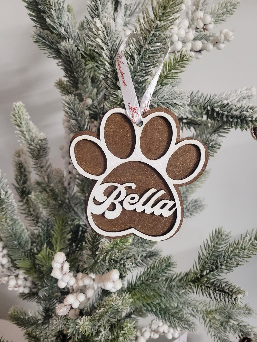 PAW PRINT Ornaments/christmas Tree Ornaments/custom Name/ - Etsy