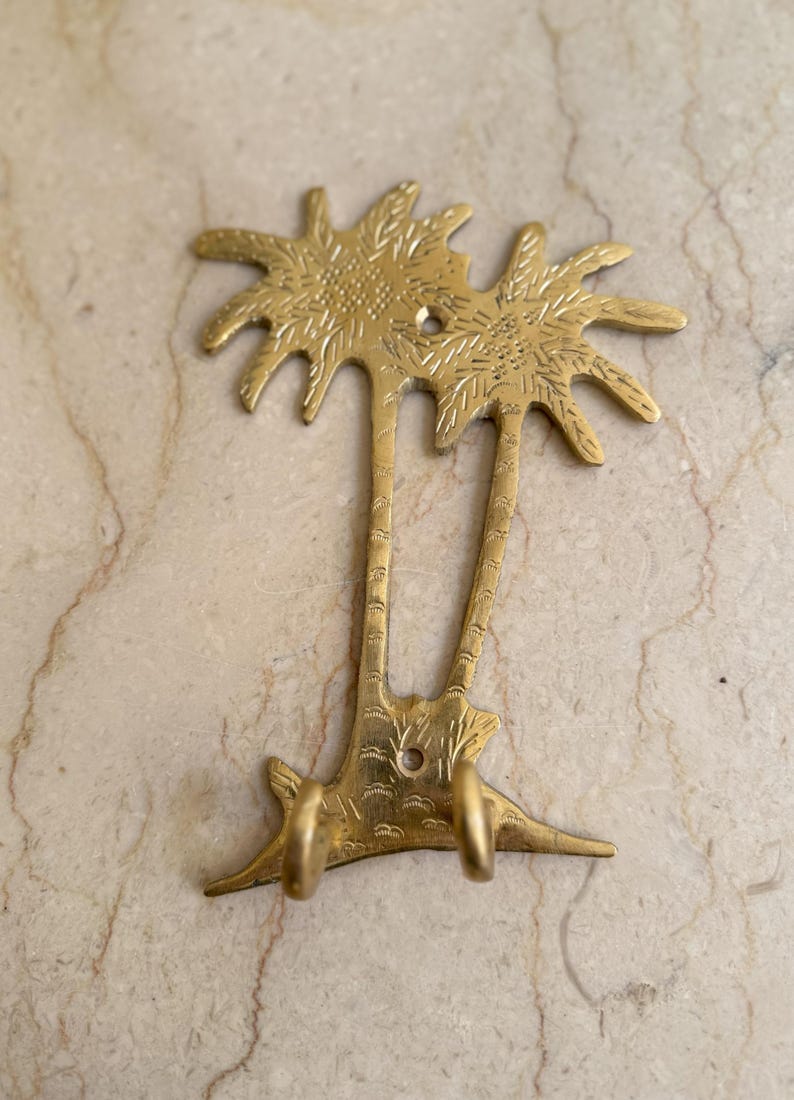Moroccan Brass Palm Tree Double Hook: Rustic Boho Decor - Etsy