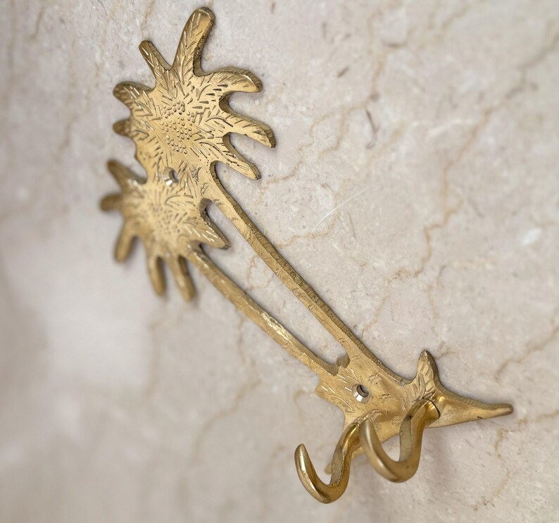 Moroccan Brass Palm Tree Double Hook: Rustic Boho Decor - Etsy