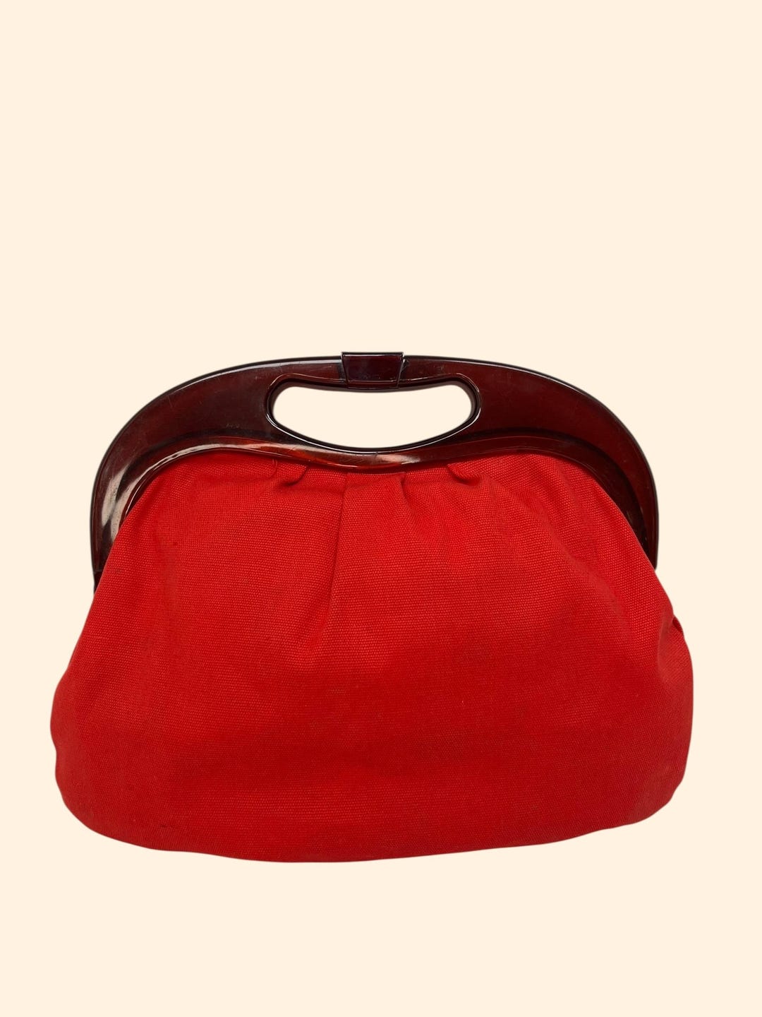 1960s Charisma Hong Kong Red Fabric Handbag With Tortoise Lucite ...