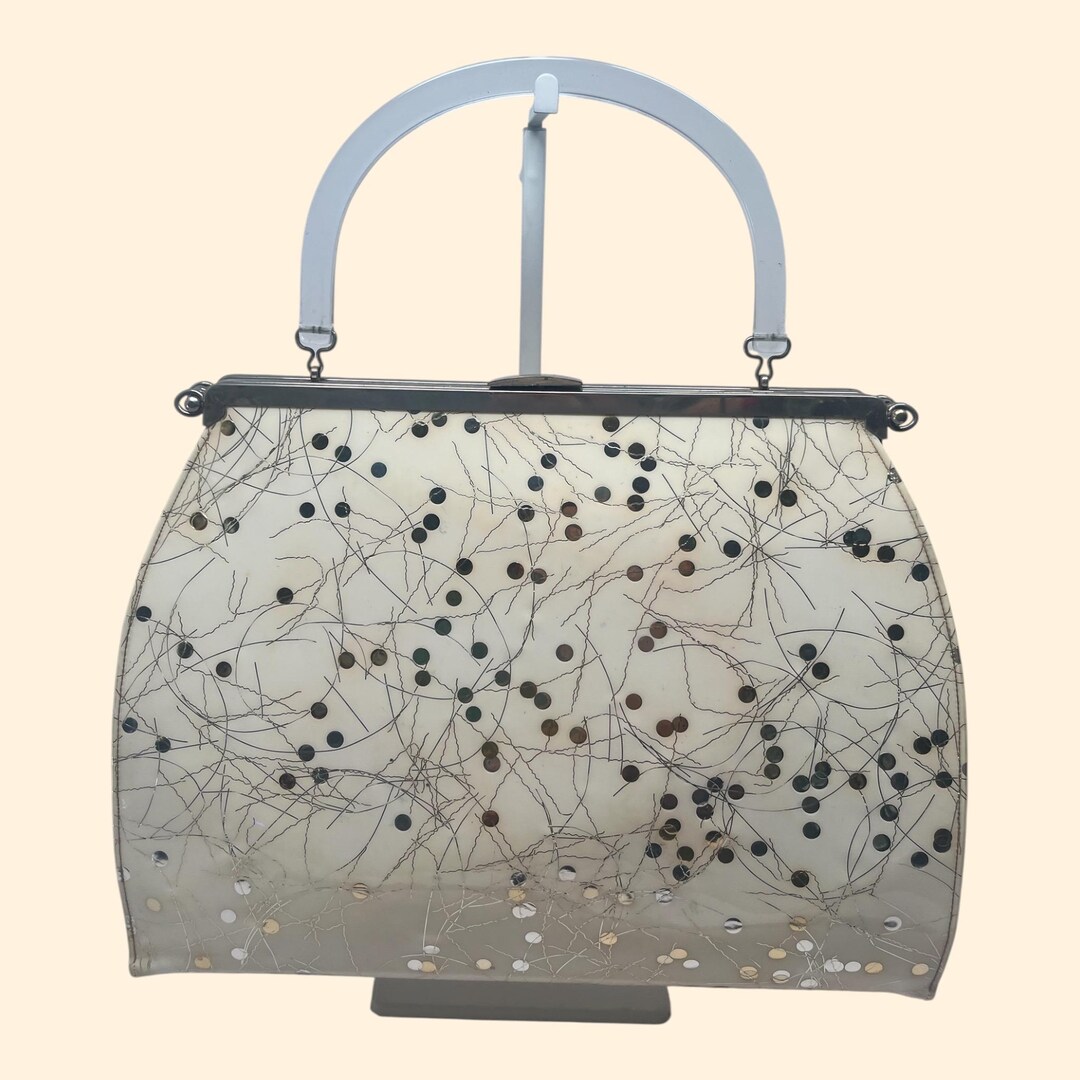1950s Stylecraft Miami Vintage Confetti Lucite Handbag Clear Handle Mid ...