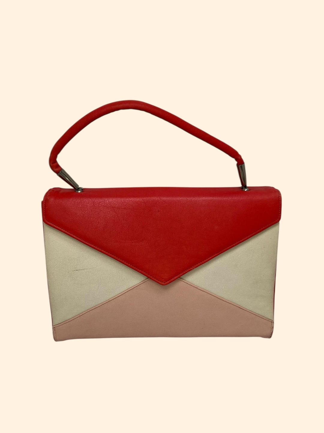 1960s Stylecraft of Miami Vintage Red Cream Blush Leather Handbag Color ...