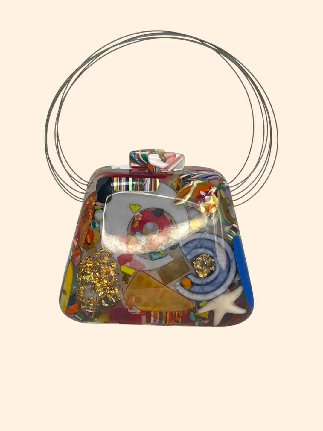 Rare Vintage R Sobral Resin Multicolored Handbag Confetti Seashell ...