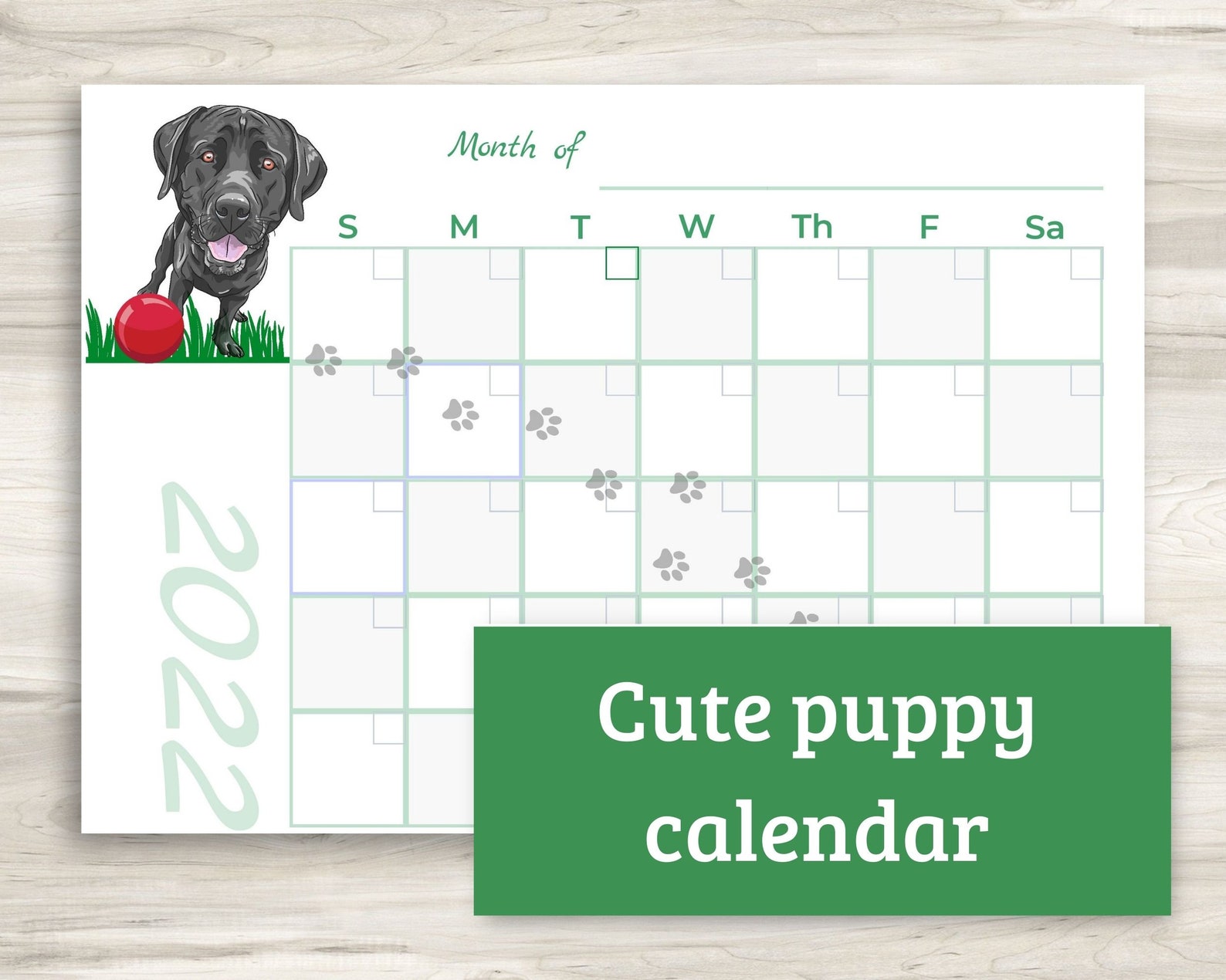 2022 Calendar Printable | Cute Puppy - Etsy