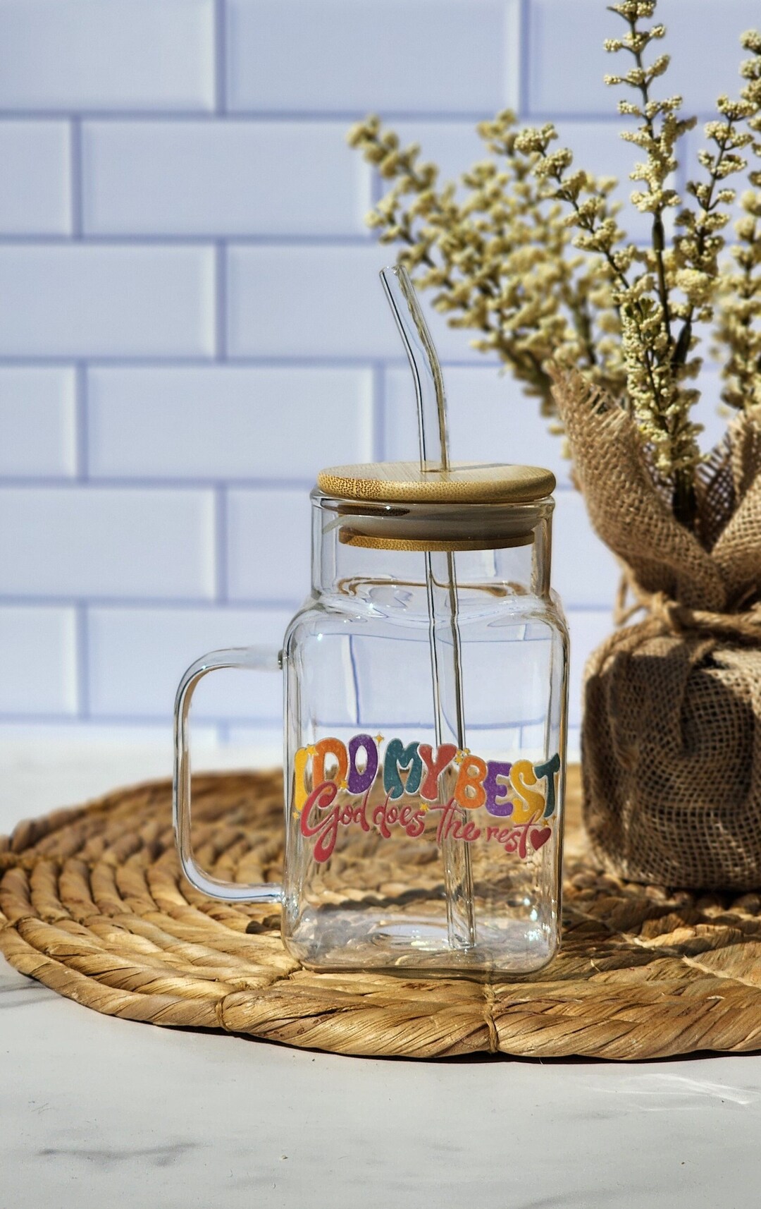 Glass Cups, Iced Coffee Glass, Square Glass Cup, Glass Cup With Handle ...