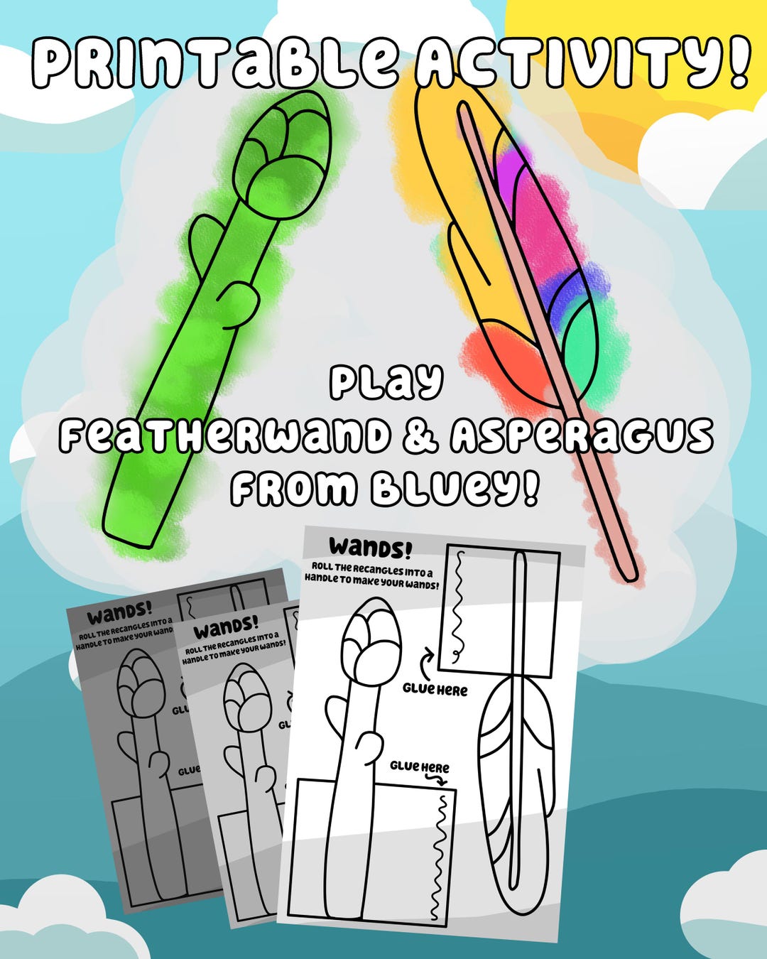 Bluey Wand Cutout Activity Printable Craft (PDF Download) - Etsy