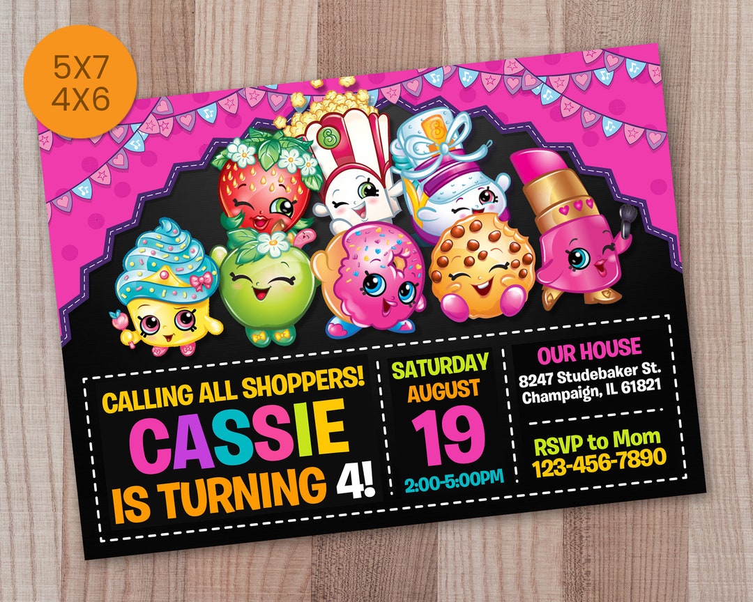 Shopkins Invitation, Shopkins Birthday, Shopkins Invite, Shopkins Party ...