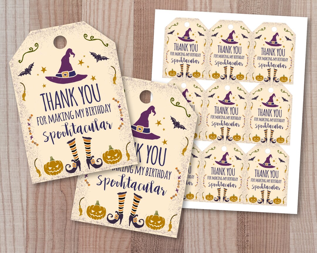 Witch Theme Thank You Tags, Witch Birthday Party Tags, Spooky Sorcery ...