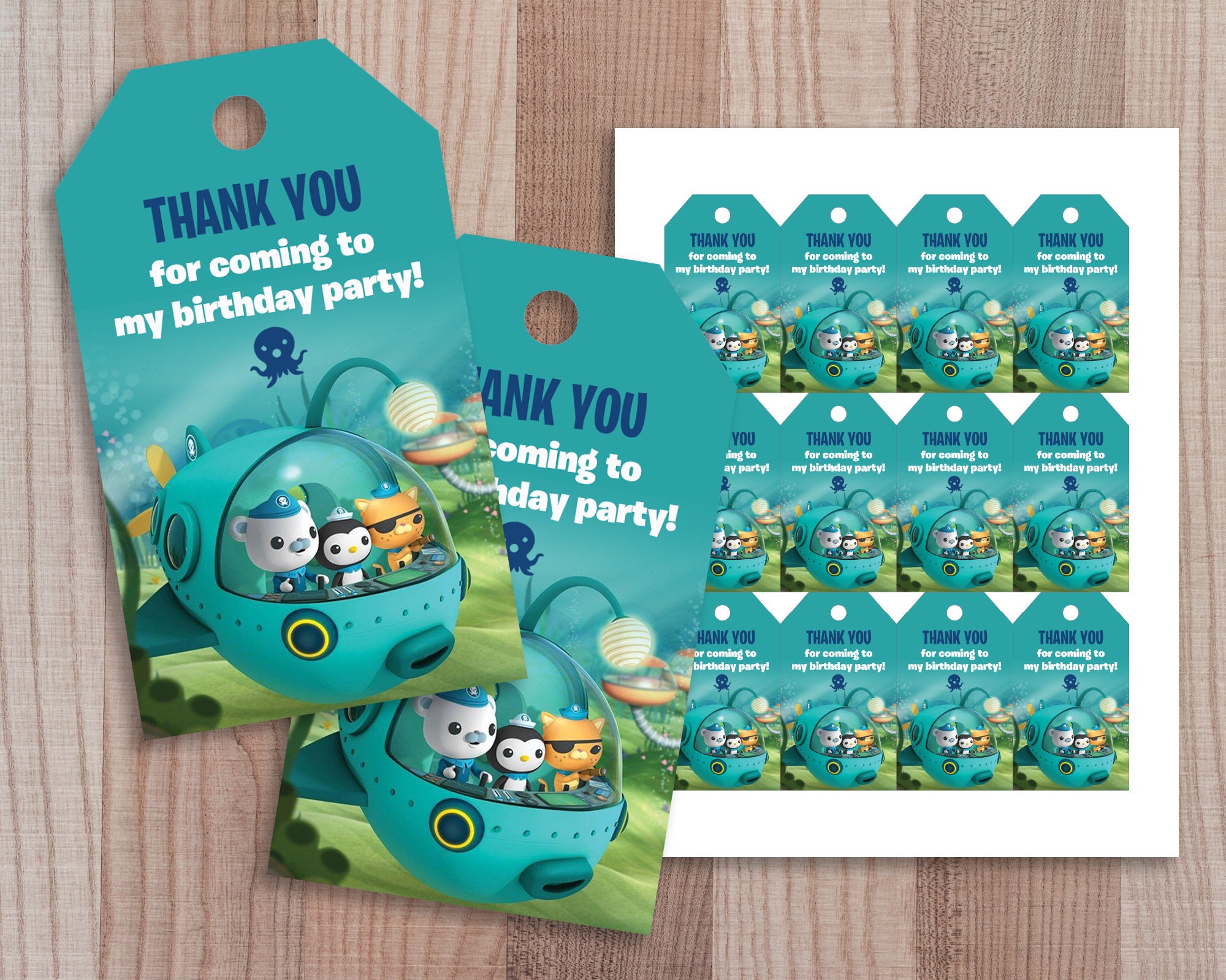 Octonauts Thank You Tags, Octonaut Party Tags, Octonauts Birthday ...