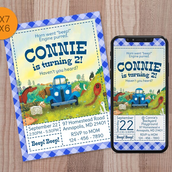 Little Blue Truck Birthday Invitation - Etsy