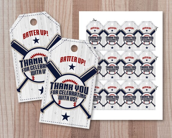 Baseball Thank You Tags Baseball Party Tags Ball Printables - Etsy