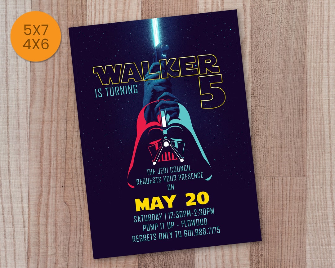Cumpleaños de Star Wars, invitación de Star Wars, fiesta de Star Wars ...