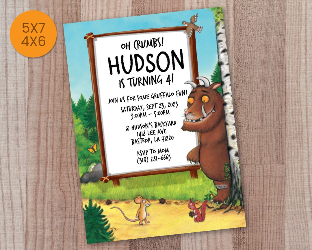 The Gruffalo Invitation, Gruffalo Birthday, Gruffalo Invitations ...