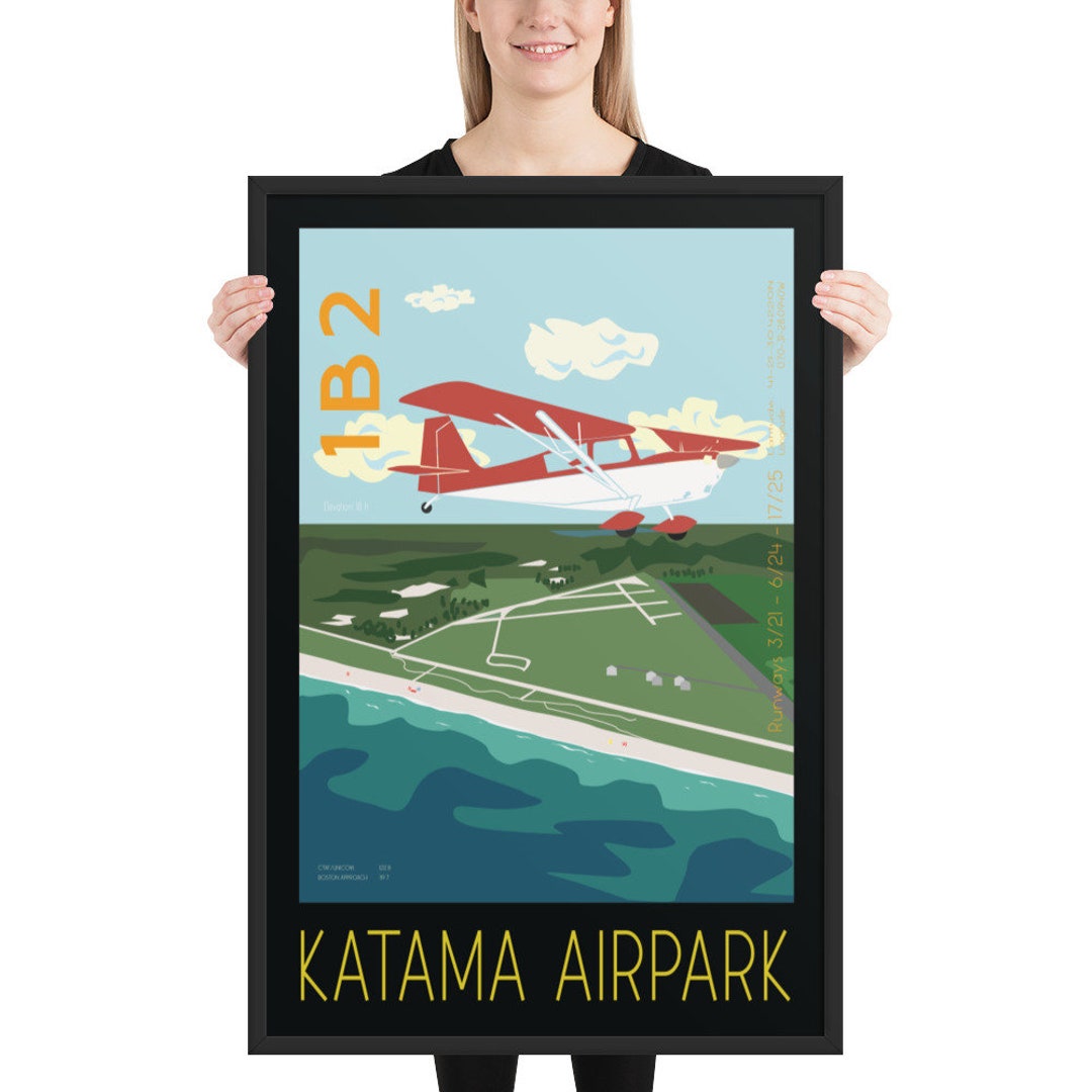 FRAMED Vintage Aviation Katama Martha's Vineyard Dicabria Airplane ...