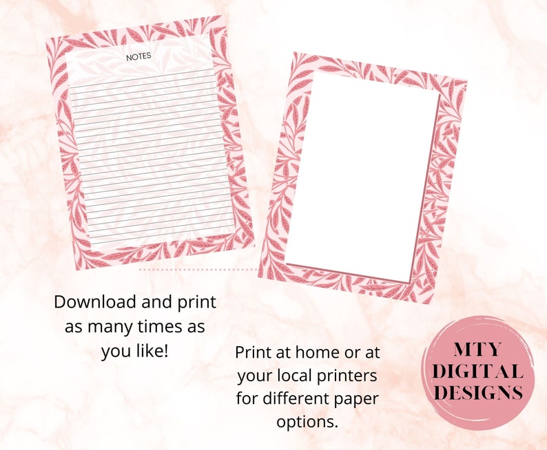 Pink Swirls Stationary Digital Paper Printable Instant Download Digital ...