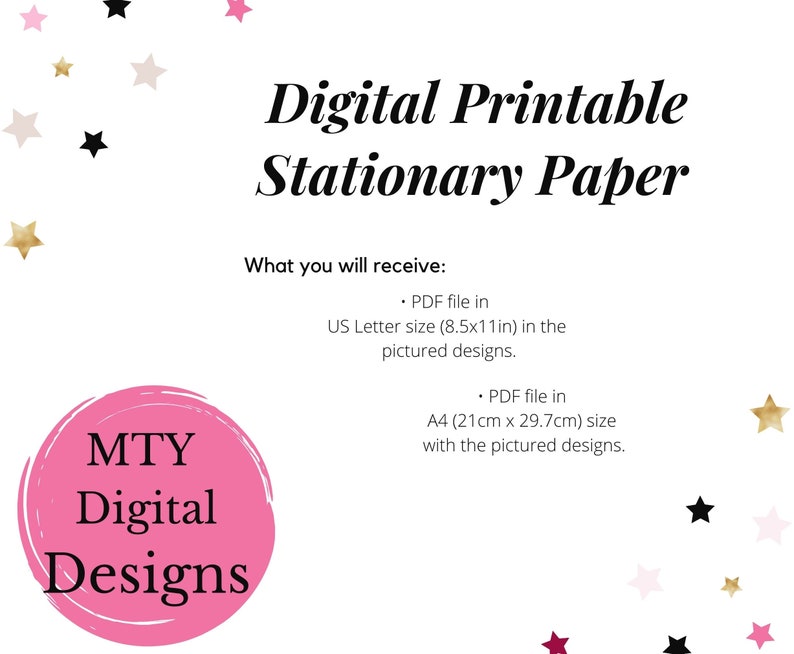 Pink Swirls Stationary Digital Paper Printable Instant Download Digital ...