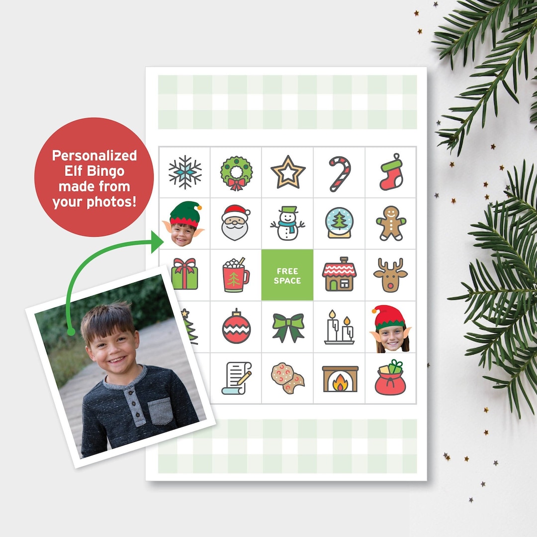 Personalized Holiday Elf Bingo Game 30 Unique Cards Custom Printable ...