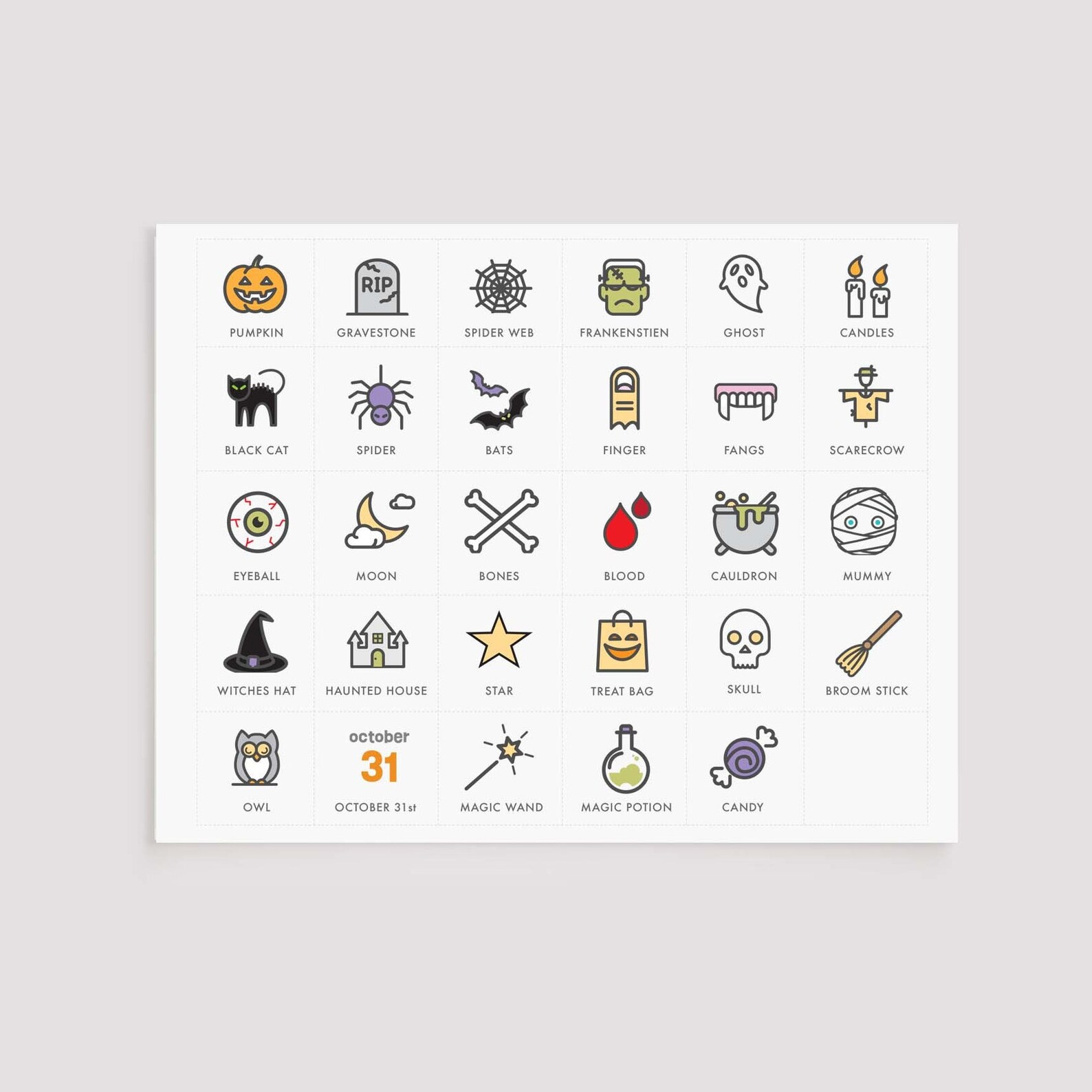 Printable Halloween Bingo | 30 Unique Bingo Cards | Instant Digital ...