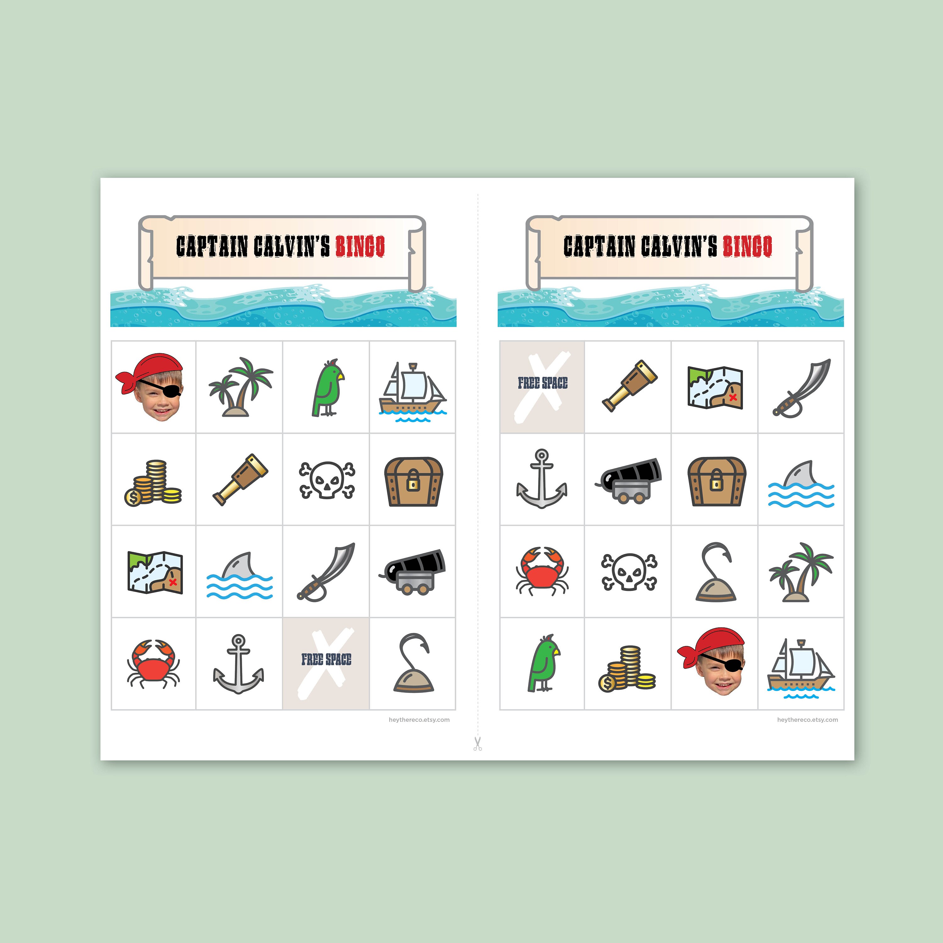 Personalized Pirate Bingo Game: 20 Unique Cards (custom PDF Download ...