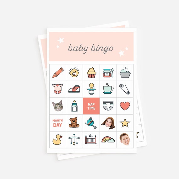 Personalized Baby Shower Bingo Cards 30 Unique Cards - Etsy