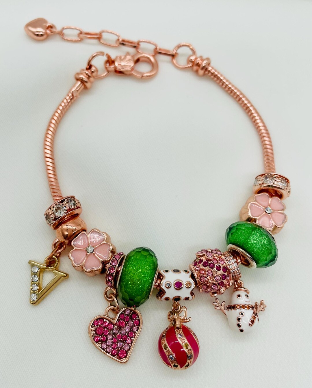 Pandora Style Charm Bracelet Rose Gold Charm Bracelet Christmas ...