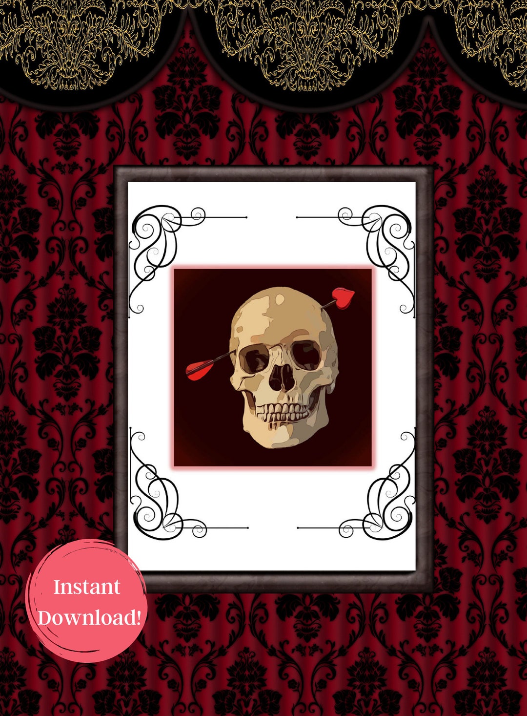 Cupid's Kiss Gothic Victorian Wall Art, Downloadable Print, Steampunk ...