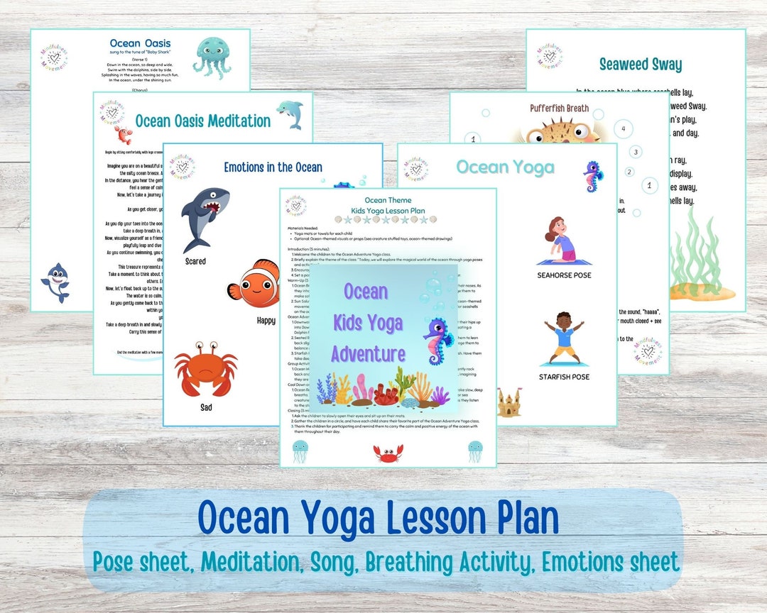 Ocean Yoga Lesson Plan Package, Pose Card, Song, Meditation, Poem ...