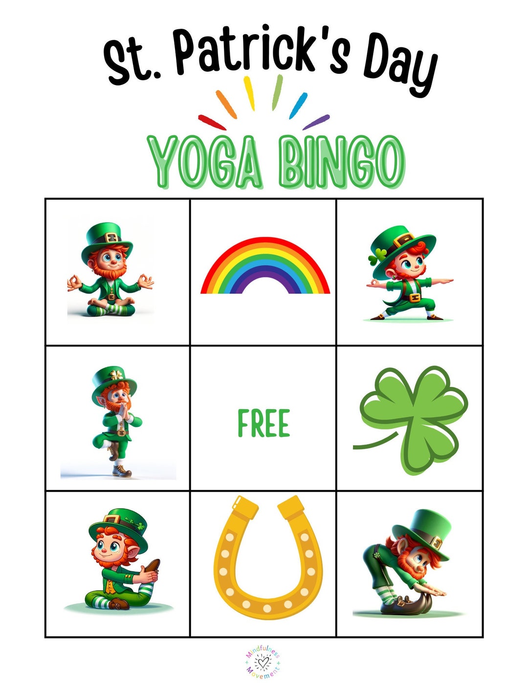 St Patrick's Day YOGA BINGO - Etsy