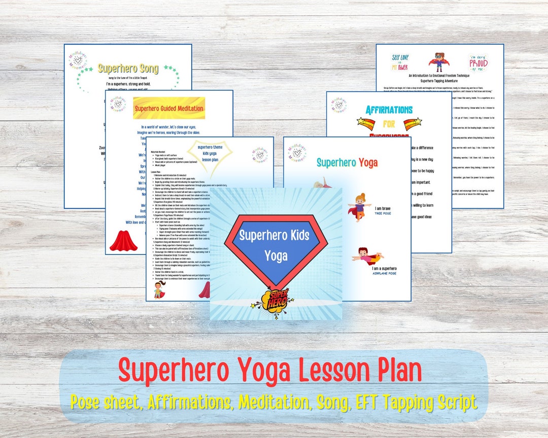 Superhero Yoga Lesson Plan Package, Pose Card, Song, Meditation ...