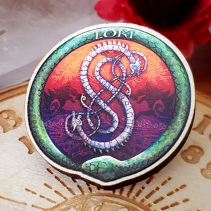 Loki the Norse God of Mischief: Devotional Wooden Pin 1.5' X 1.5' 40mm ...