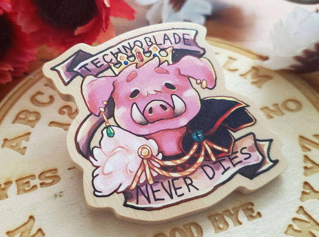 Dream SMP Fanart Minecraft Youtuber Technoblade technoblade Never Dies Memorial Wooden Pin 2' X ...
