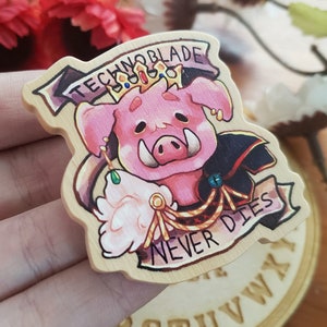 Dream SMP Fanart Minecraft Youtuber Technoblade technoblade Never Dies Memorial Wooden Pin 2' X ...