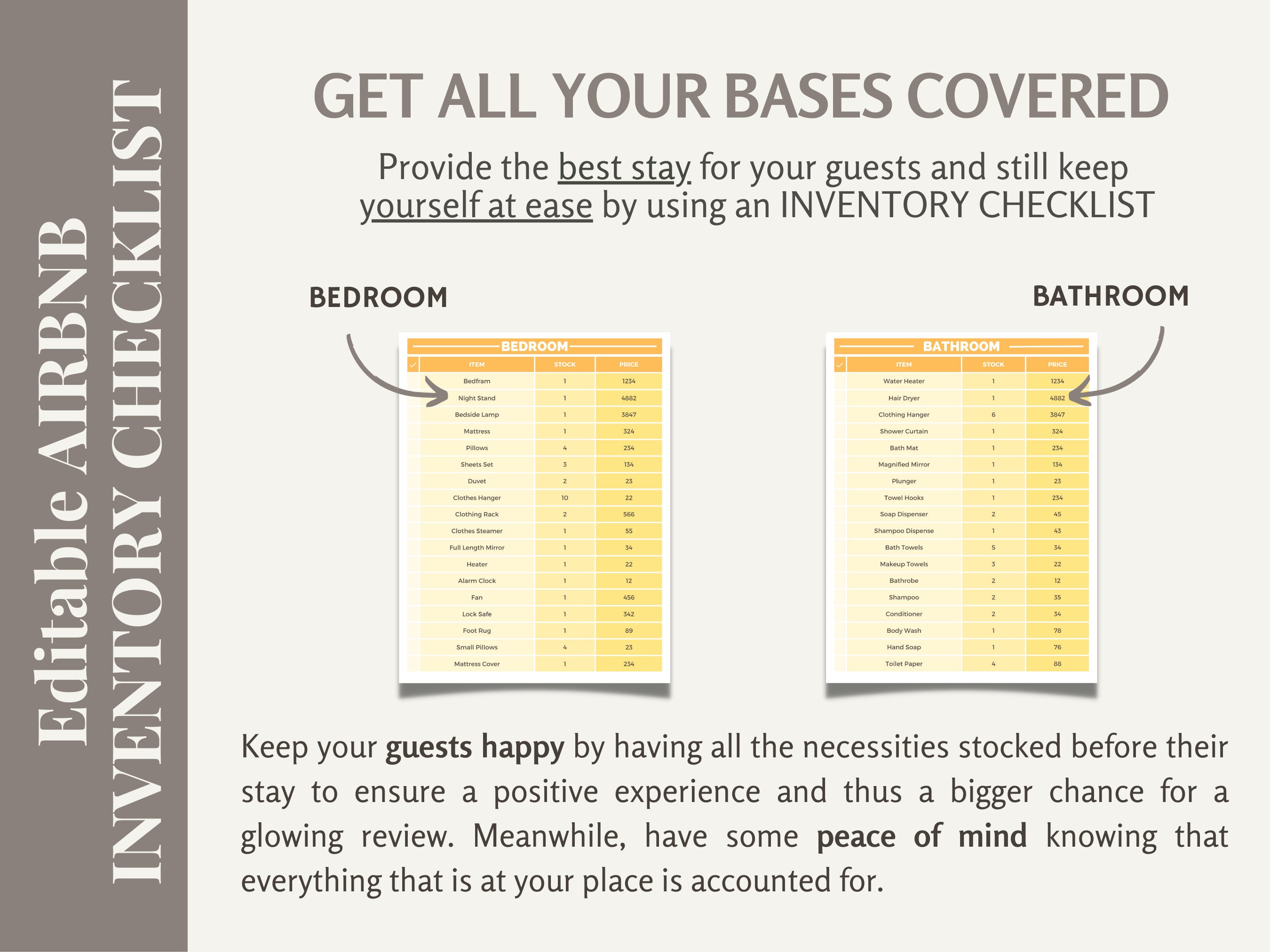 Airbnb Inventory Template Airbnb Checklist of Household Inventory ...