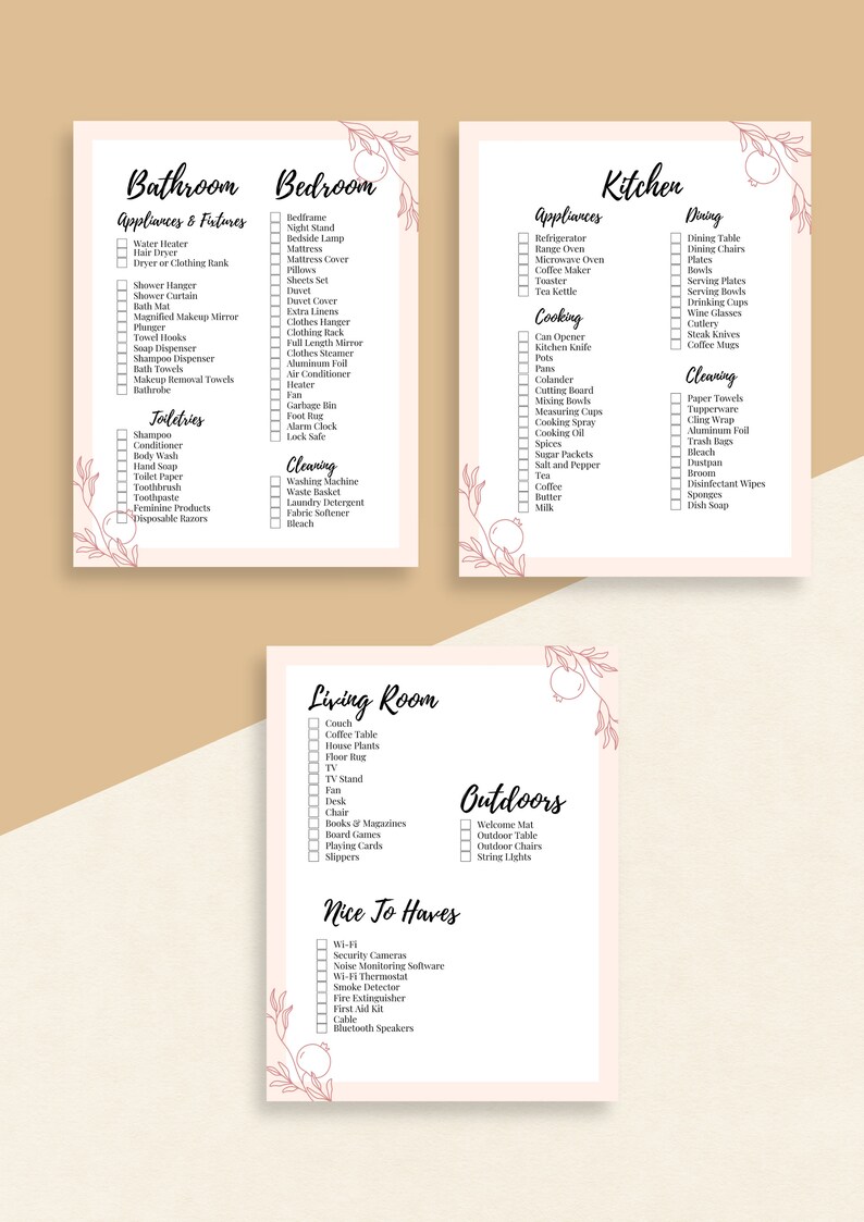 Airbnb Inventory Complete Airbnb Checklist of Household Inventory PDF ...