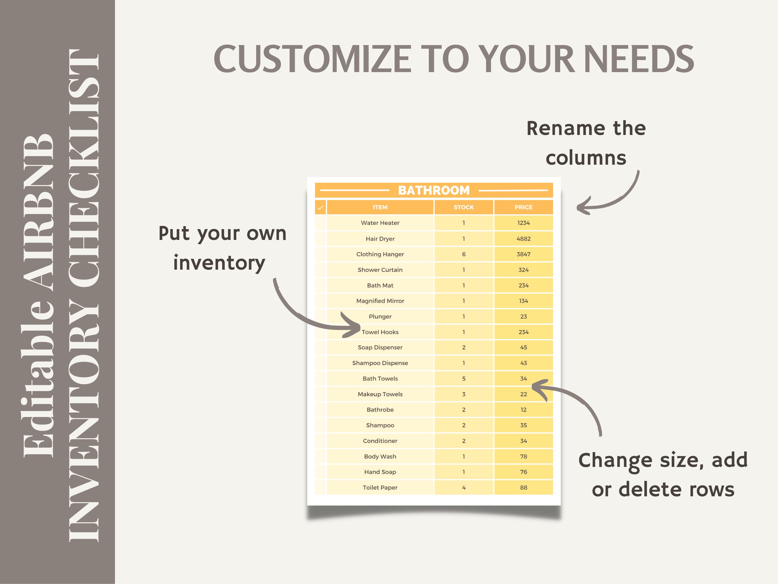 Airbnb Inventory Template Airbnb Checklist of Household Inventory ...
