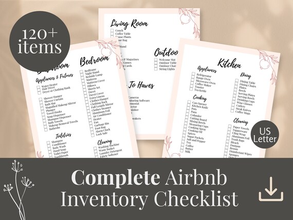 Airbnb Inventory Complete Airbnb Checklist of Household - Etsy