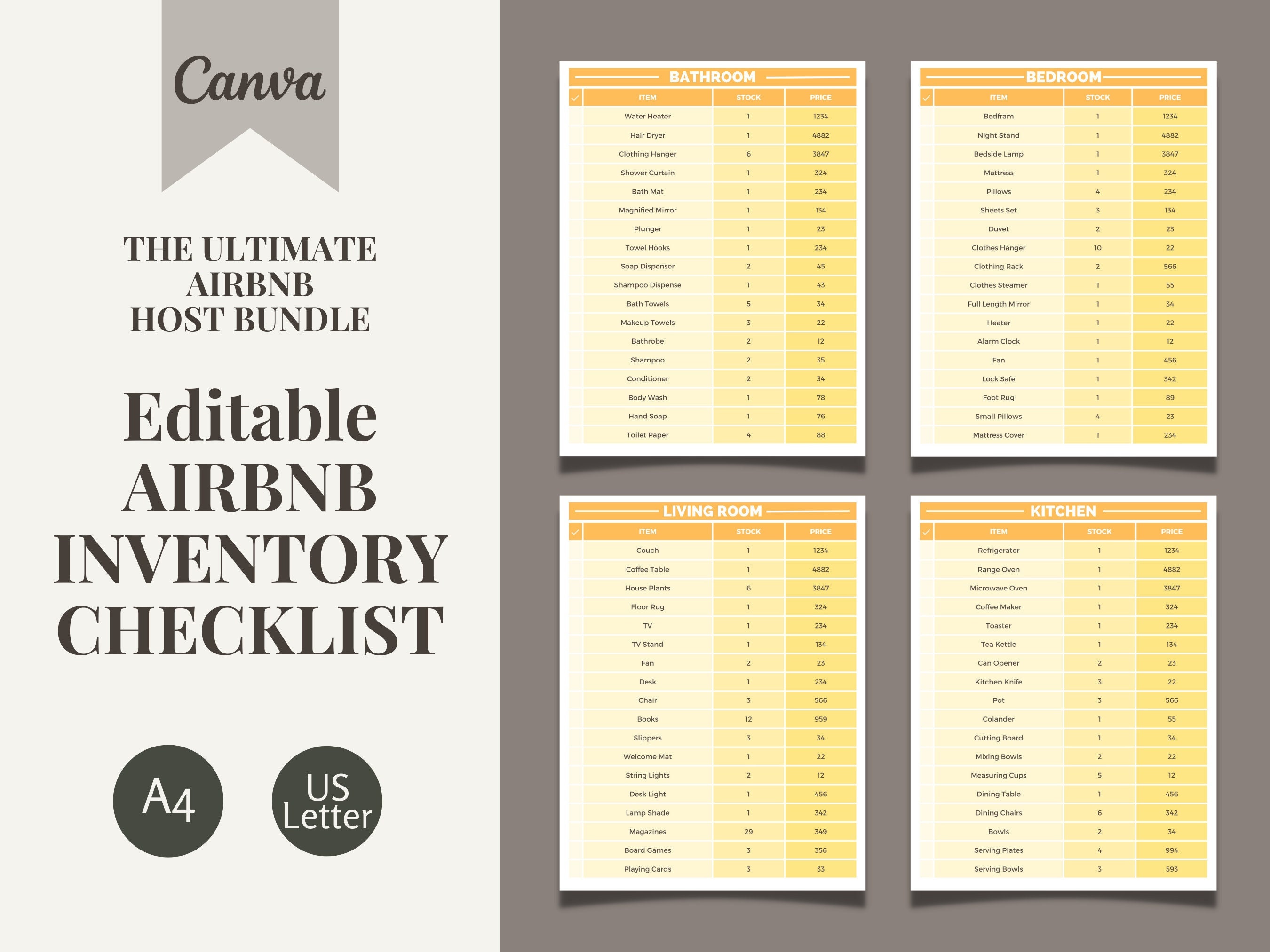 Airbnb Inventory Template Airbnb Checklist of Household Inventory ...