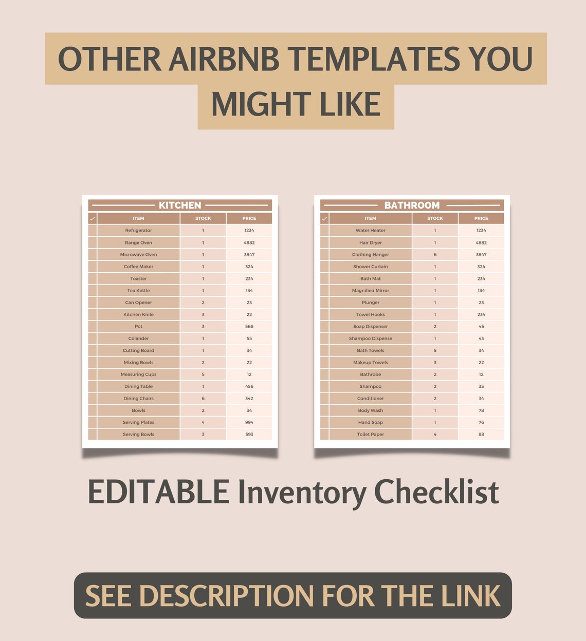 Airbnb Inventory Complete Airbnb Checklist of Household Inventory PDF ...