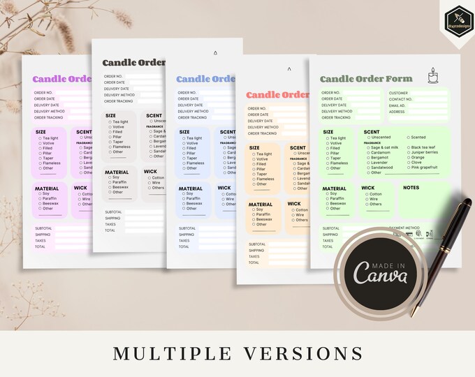 Customizable Candle Order Form Template | Editable Canva Printable ...