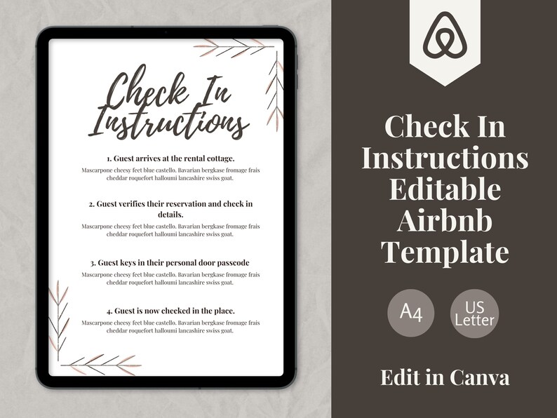 Airbnb Check In Template Instructions Airbnb Template For Etsy