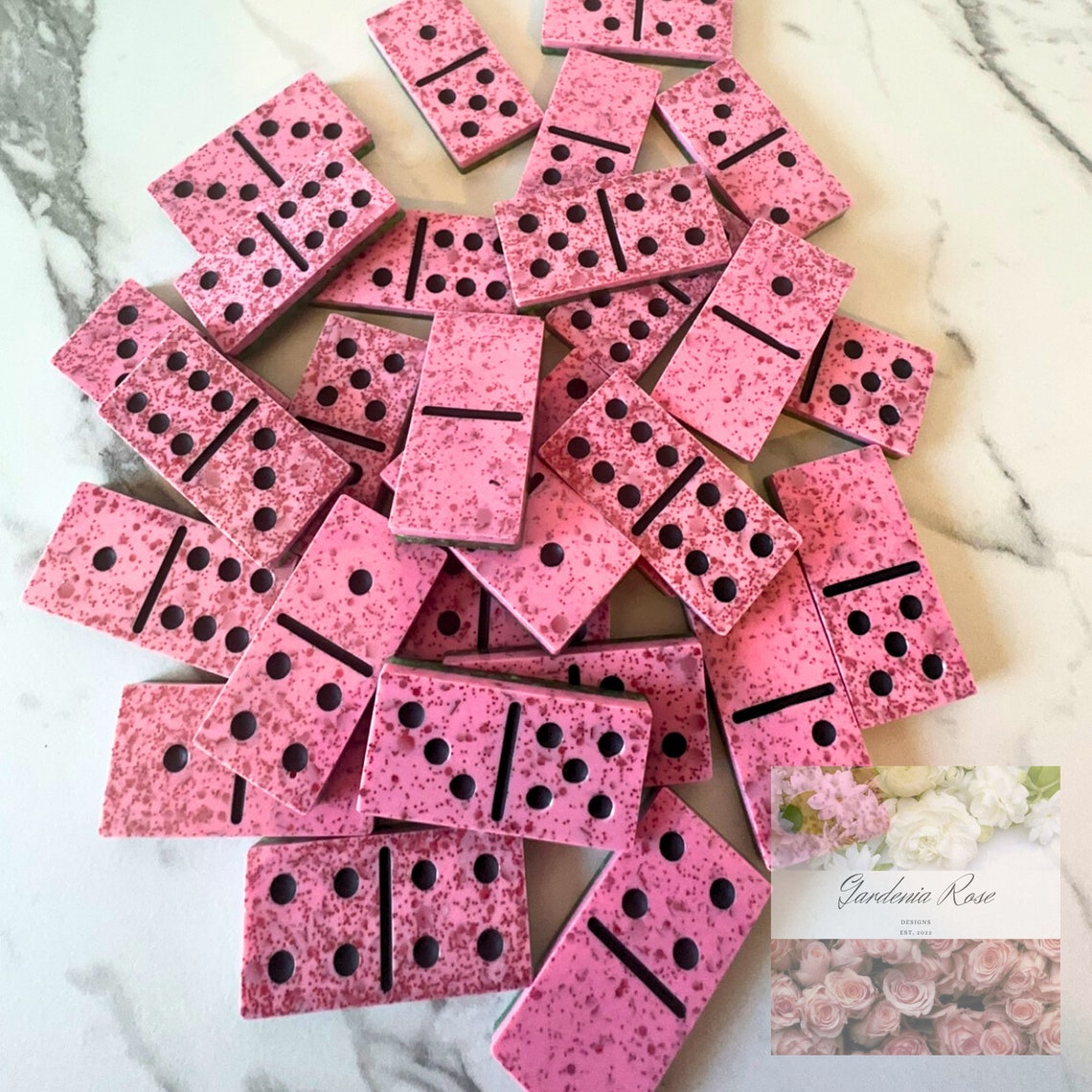Glitter Watermelon Resin Domino Set With Personalized Bag - Etsy