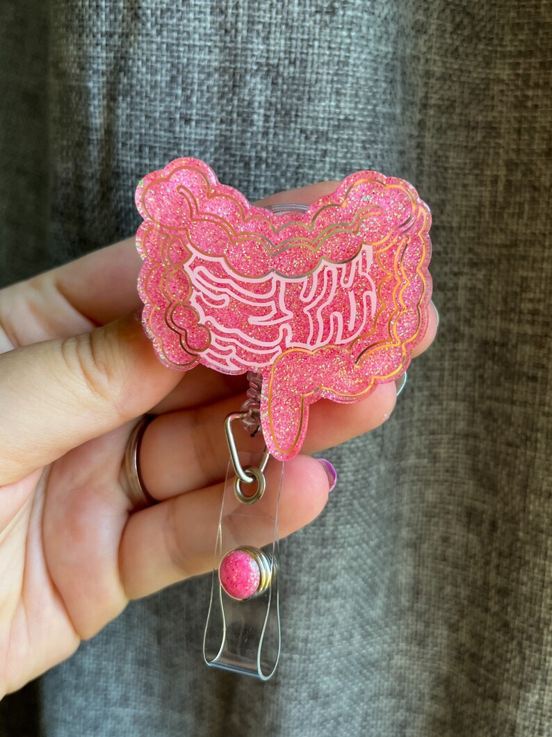 Colon Intestines Badge Reel Pink Gastrointestinal/ - Etsy