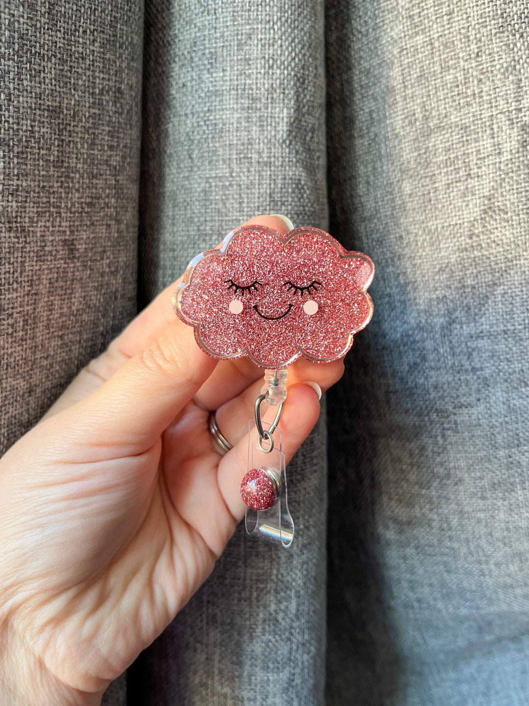 Rose Gold Cloud Badge Reel - Sleepy Cloud Badge Reel - Etsy