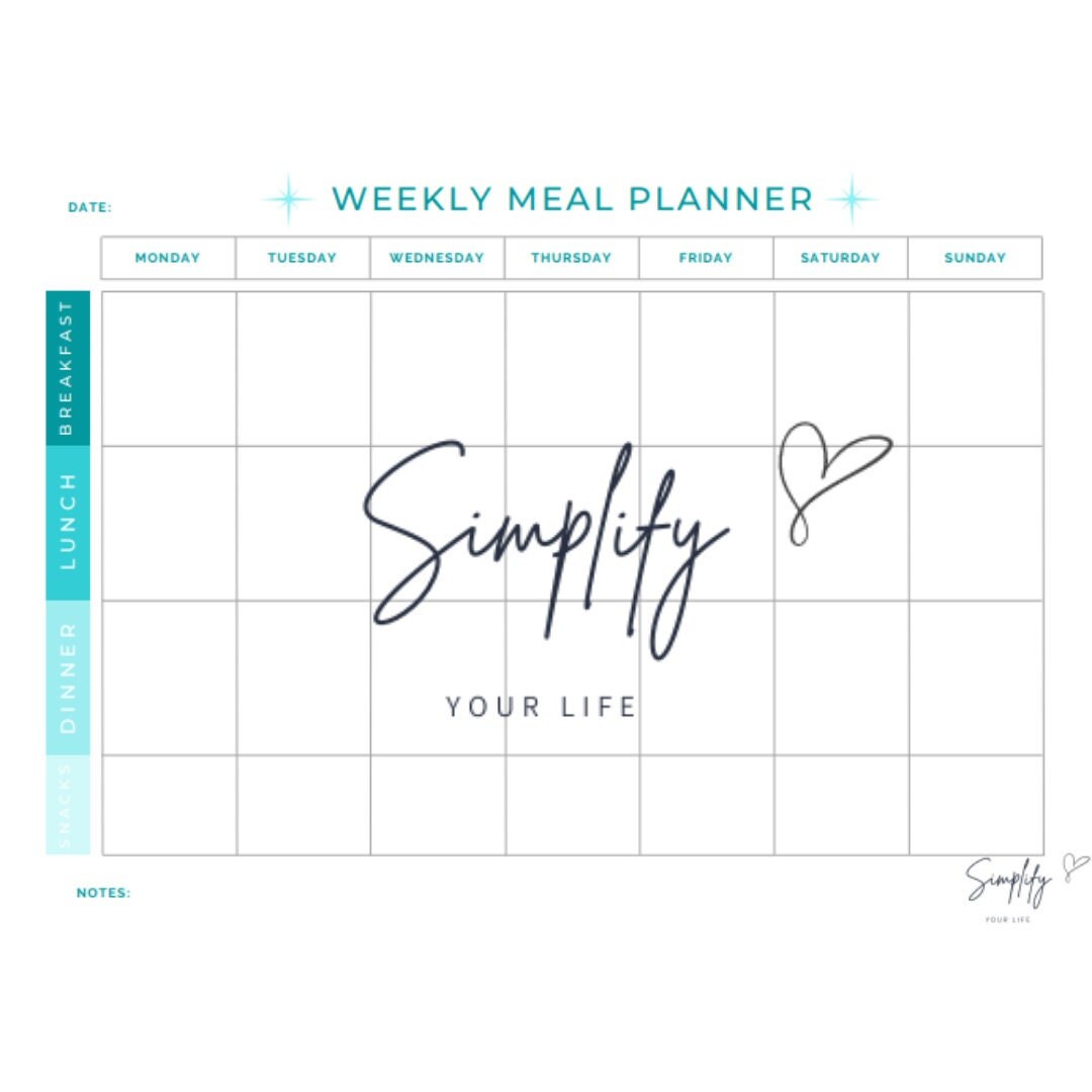 Printable Weekly Meal and Groceries Planner, Print at Home Food ...
