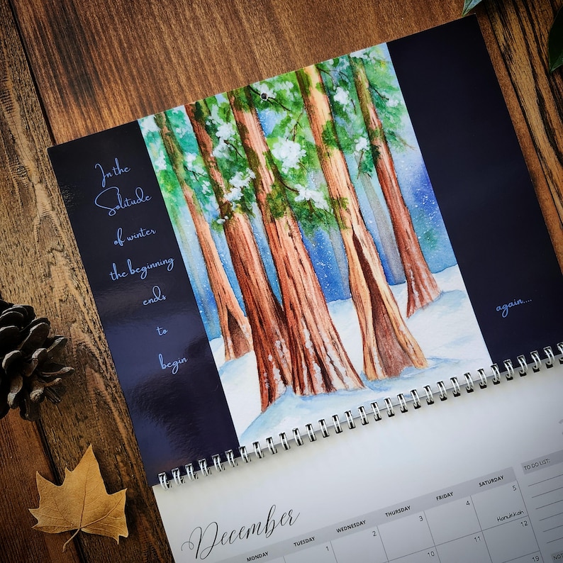 2026 Wall Calendar With Holidays and Original Watercolor Art and Poetry ...